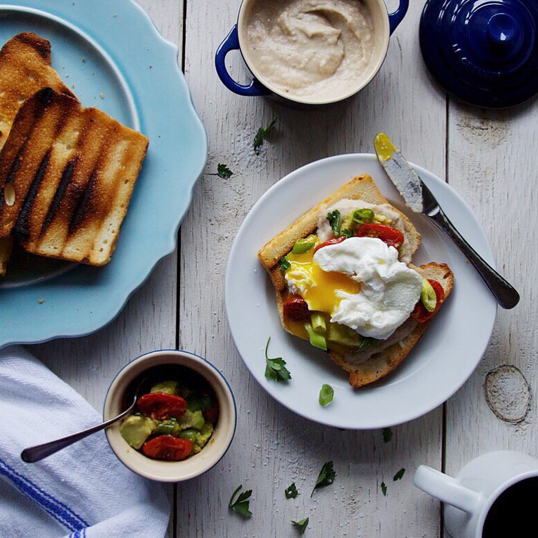 Navy Bean + Roasted Tomato Salsa Gluten-free Breakfast Toasts Recipe ...