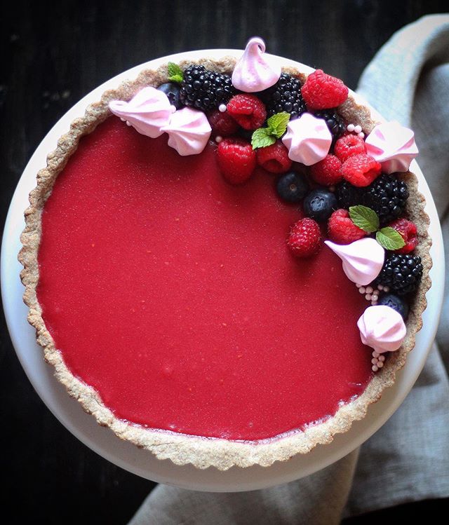 Raspberry Rose Lemon Curd Tart with Pink Meringues by thejamlab | Quick ...