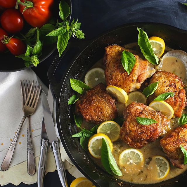Skillet Chicken With Lemon, Garlic And Basil Recipe | The Feedfeed