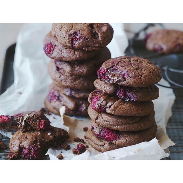 Dark Chocolate Chunk And Raspberry Cookies Recipe | The Feedfeed