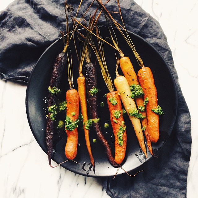 Rainbow Roasted Carrots With Chimichurri Recipe | The Feedfeed