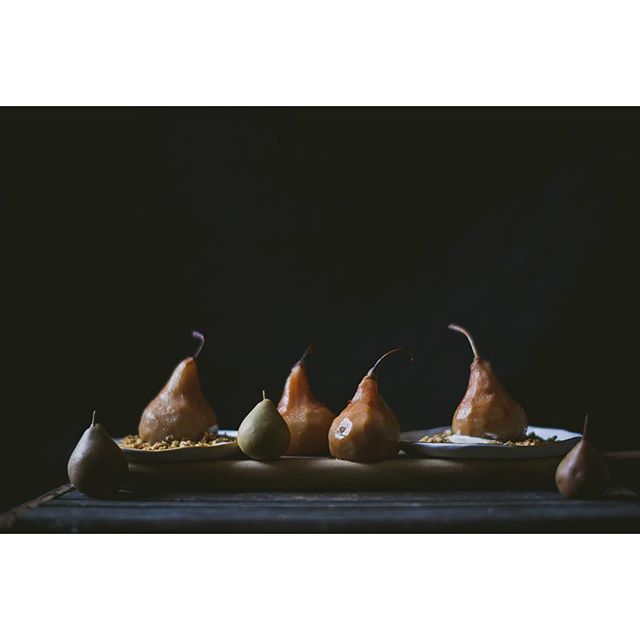 Spiced Maple Poached Pears Served With Olive Oil Maple Granola & Ginger ...