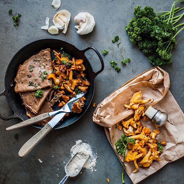 Chestnut Flour Crepes With Chanterelles Recipe | The Feedfeed