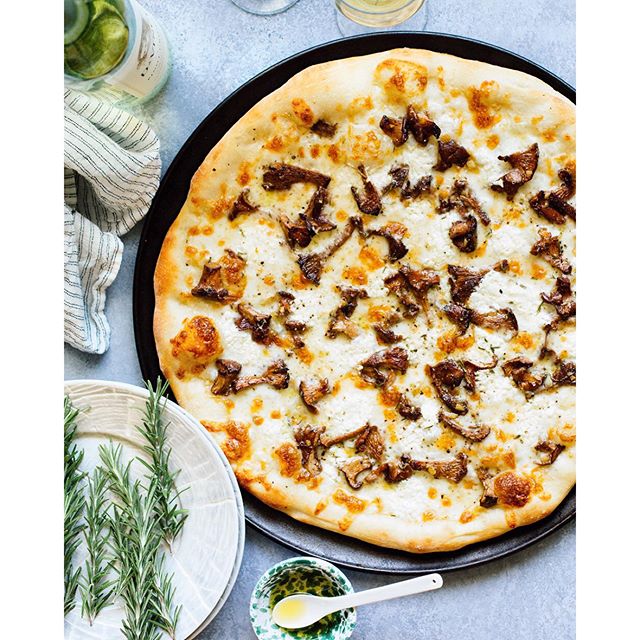 Mushroom Pizza With Three Cheeses: Goat, Mozarella & Parmesan Recipe ...