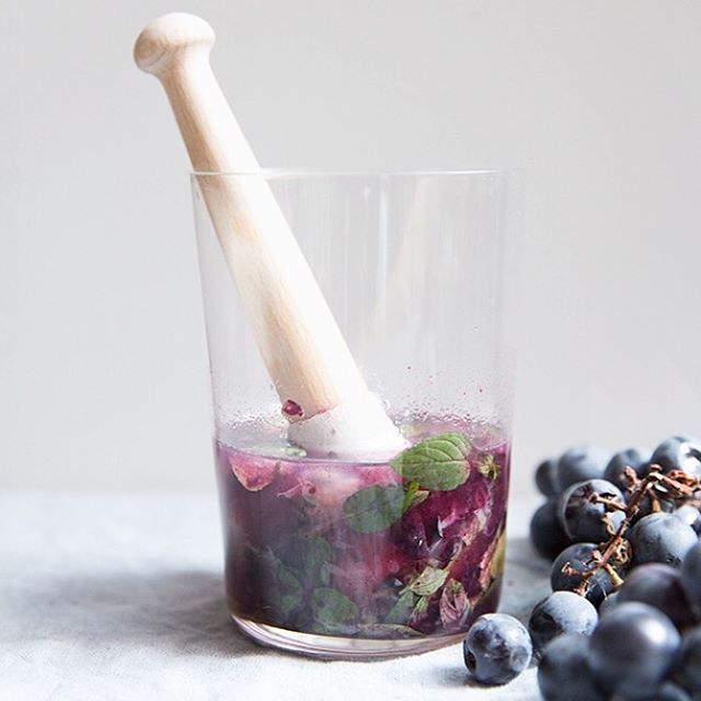 Concord Grape & Coconut Water Smash With Mint & Lime Recipe | The Feedfeed