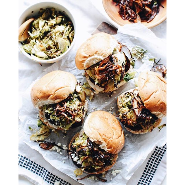 Roasted Brussels Sprout And Crispy Shallot Burgers Recipe | The Feedfeed