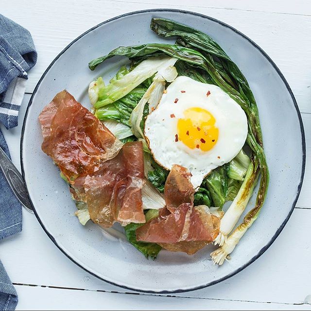 Sautéed Escarole And Whole Scallions With A Fried Egg And Crispy ...
