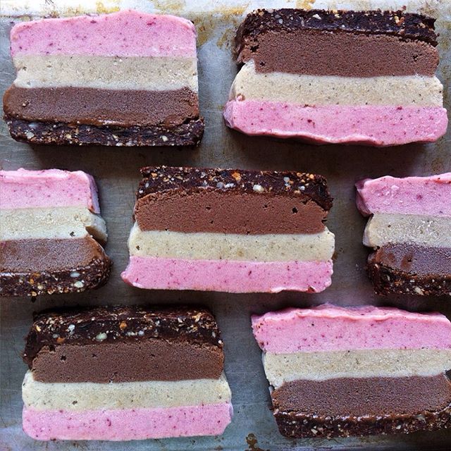 Raw Neapolitan Nicecream Slice Recipe | The Feedfeed