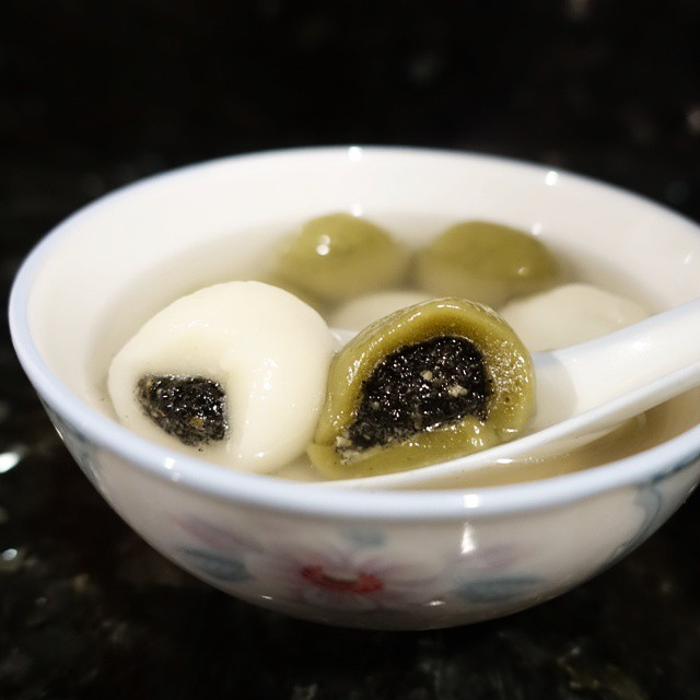 Black Sesame Tangyuan With Plain Skins And Matcha Skins | The Feedfeed