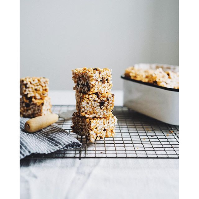 Puffed Brown Rice And Millet Peanut Butter Bars With Cacao Nibs Recipe ...