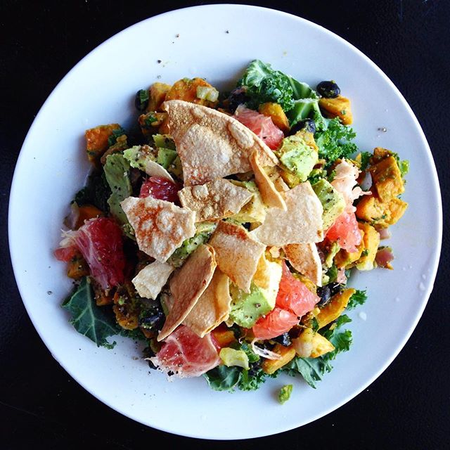 Dorm Room Tostada Bowls With Kale, Sweet Potato, Grapefruit And Black ...
