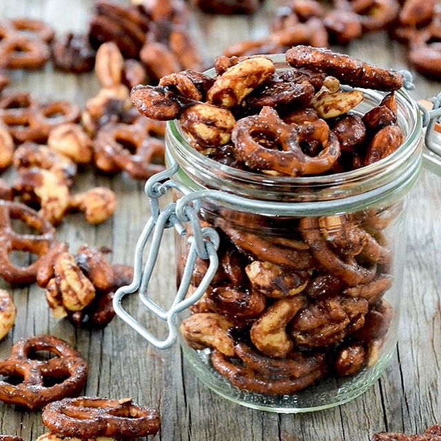 Beer Spiked Sweet And Spicy Nut Mix With Pretzels Recipe | The Feedfeed