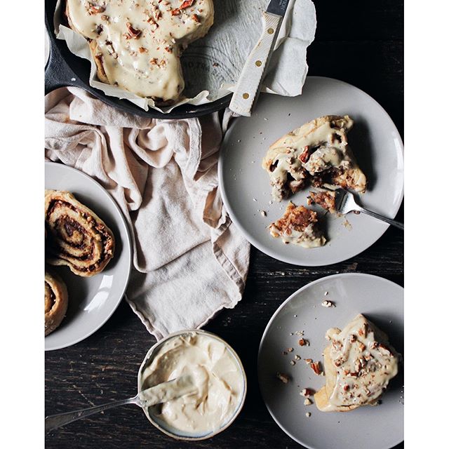 Pecan Date Paste Cinnamon Buns With Maple Cream Cheese Icing Recipe ...
