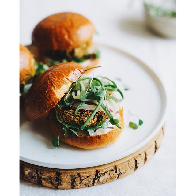 Sprouted Quinoa And Ramp Sliders With Garlic Cucumber Slaw Recipe | The ...