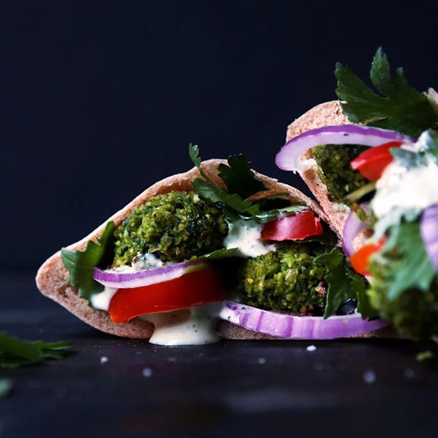 Baked Green Falafel Pita Bread Sandwiches by wifemamafoodie | Quick ...