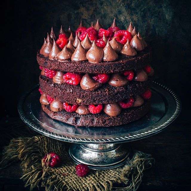 Chocolate Raspberry Cake With Fudge Frosting Recipe | The Feedfeed