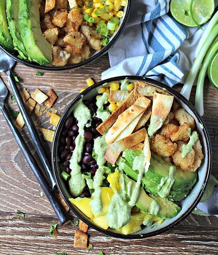 Cauliflower Rice Bowls With Spice Rubbed Cod And Roasted Poblano Pepper ...