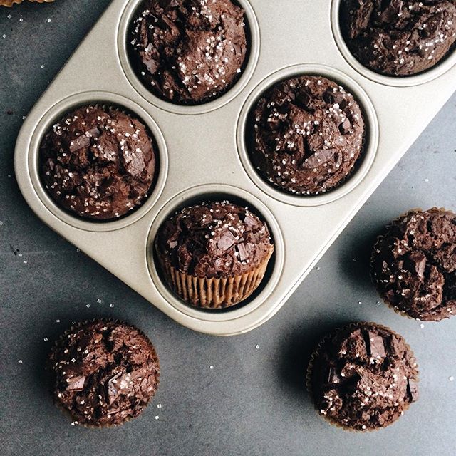 Dark Chocolate Chunk Crinkle Muffins Recipe | The Feedfeed