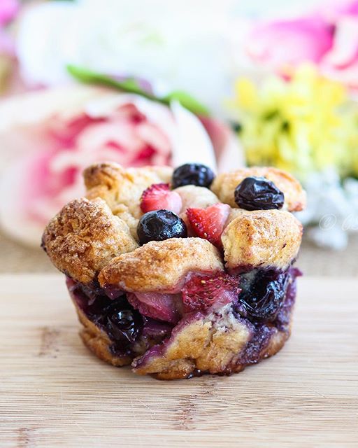 Blueberry And Strawberry Monkey Bread Cups Recipe | The Feedfeed