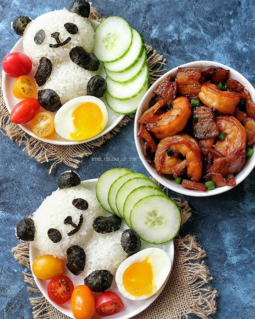 Panda Rice With Soft Boiled Egg, Caramelized Shrimp And Pork Belly ...