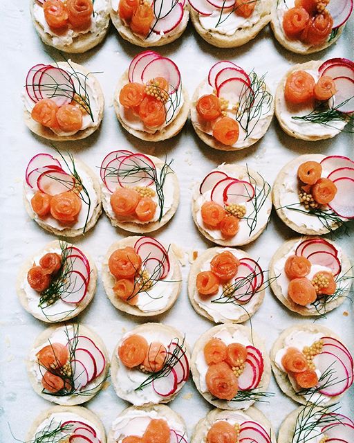 Cured Salmon Canapés With Pickled Mustard And Fennel Recipe | The Feedfeed