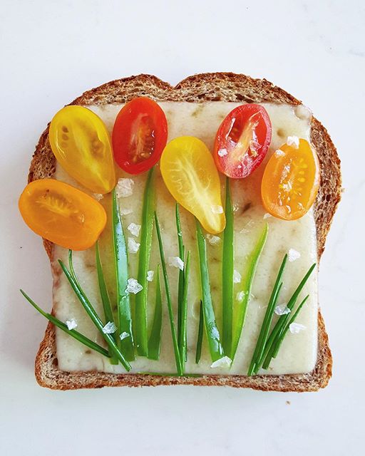 Cheese Toast With Chive And Tomato Flowers With Flaky Salt Recipe | The ...