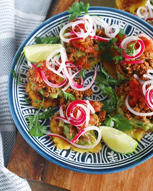 Beef Tostones With Guacamole And Salsa Recipe | The Feedfeed
