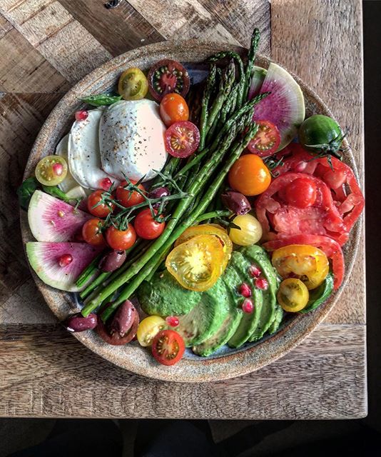Rainbow Salad With Avocado, Asparagus, And Mozzarella Recipe | The Feedfeed