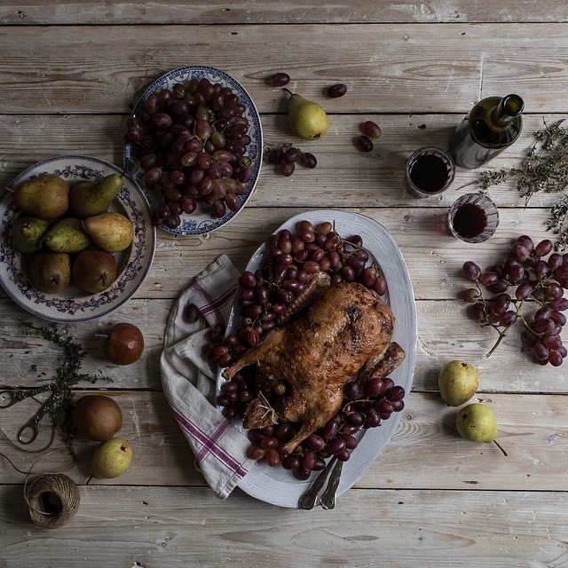 Crispy Roast Duck With Pear And Sweet Grapes Recipe | The Feedfeed