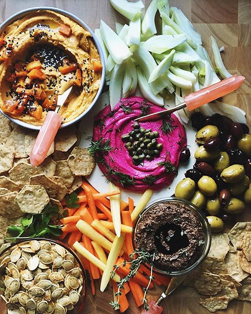 Plant Based Snack Board With Roasted Garlic And Butternut Squash Dip ...