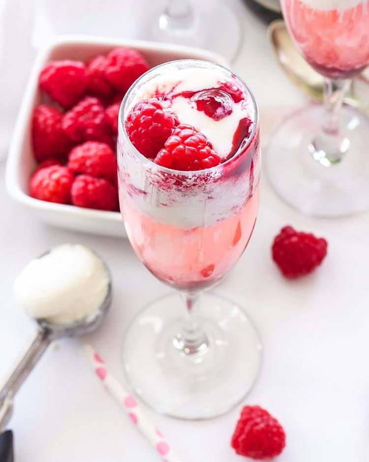 Champagne Floats With Raspberry Ice Cream Recipe | The Feedfeed
