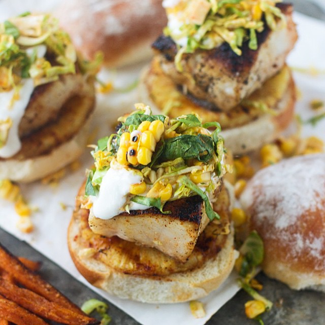 Sweet & Spicy Mahi Mahi Sliders With Brussels Sprout Corn Slaw Recipe ...