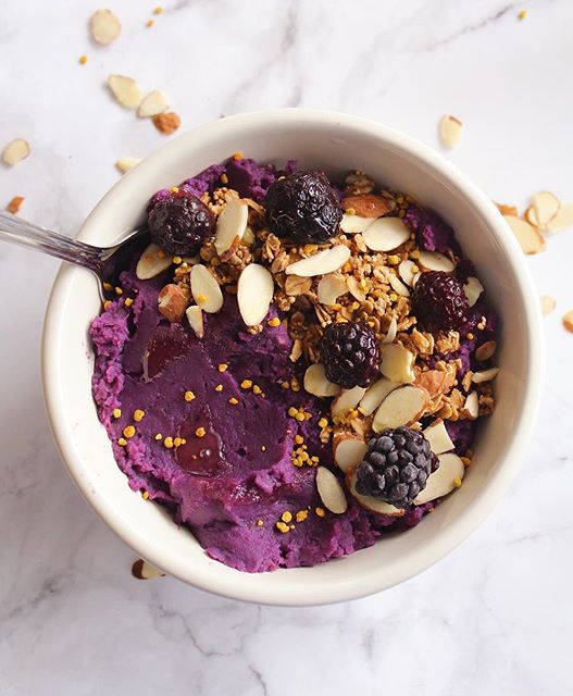 Purble Sweet Potato And Blackberry Bowl Recipe | The Feedfeed