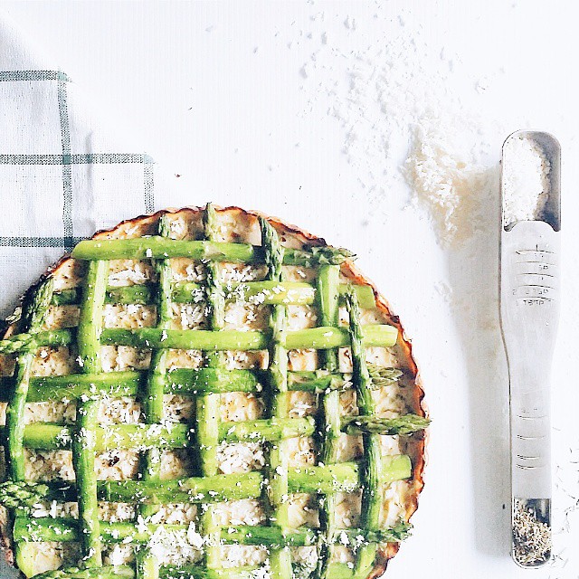 Three Cheese Tart (ricotta, Chèvre & Parmesan) With Asparagus & Nutmeg ...