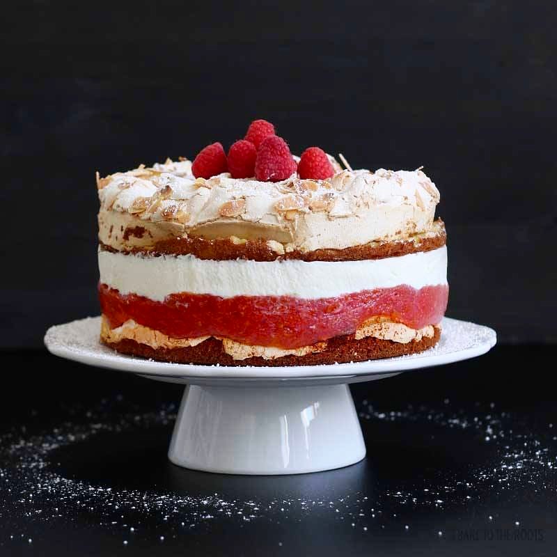 Rhubarb Raspberry Meringue Layer Cake Recipe | The Feedfeed