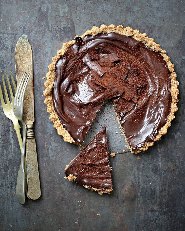 Dark Chocolate Tart With Walnut Oat Crust Recipe | The Feedfeed