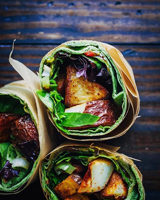 Roasted Potato And Spinach Wrap With Guacamole Recipe | The Feedfeed