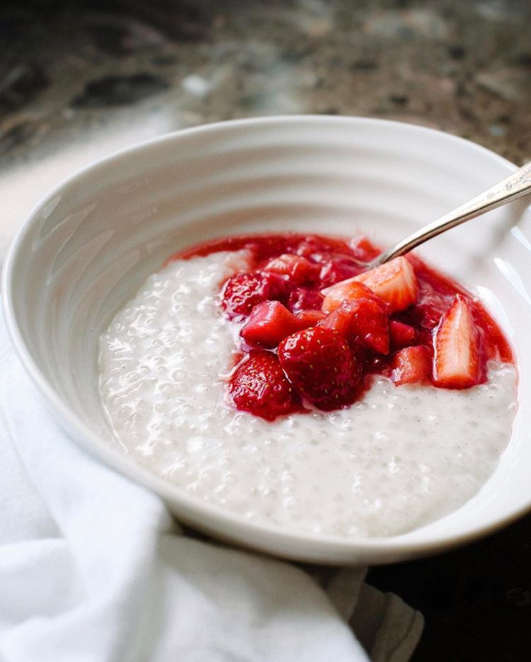 Coconut Milk Tapioca Pudding With Rhubarb And Strawberry Compote Recipe ...