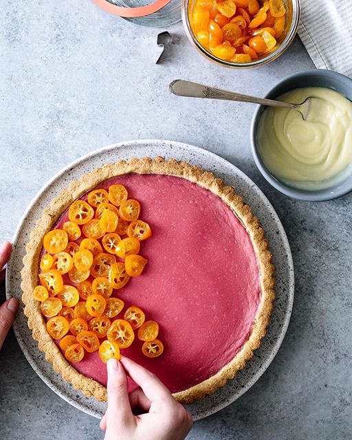 Rhubarb Tart With White Chocolate Crust And Candied Kumquats Recipe ...