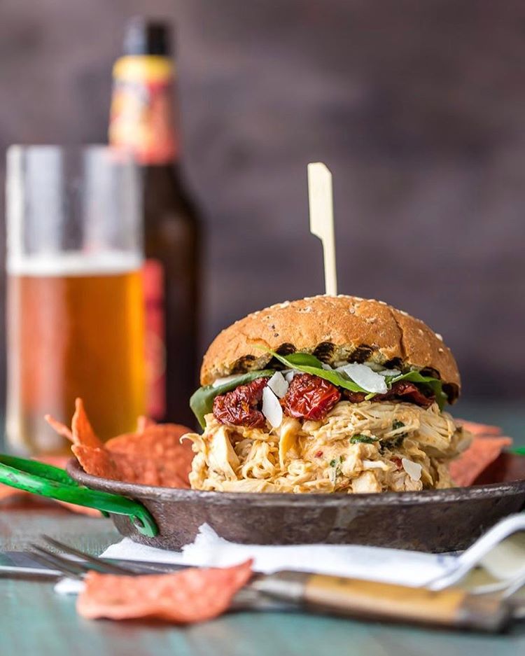 Chicken Alfredo Sandwich With Sun Dried Tomatoes And Parmesan Recipe ...