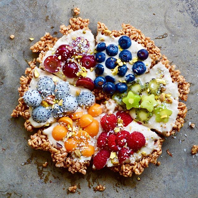 Rainbow Pizza With Puffed Rice Crust Recipe | The Feedfeed
