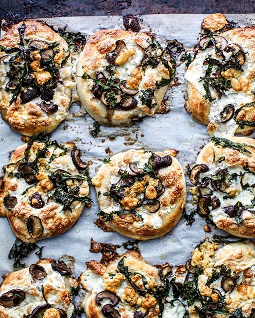 Mushroom And Kale Pizzettes Recipe | The Feedfeed
