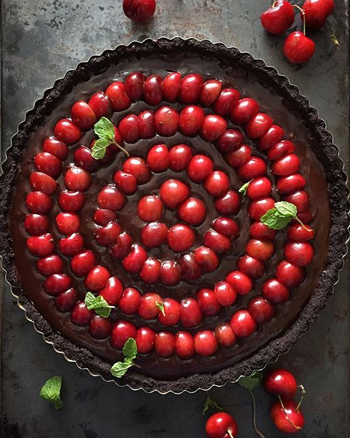 No Bake Double Chocolate Cherry Tart Recipe | The Feedfeed