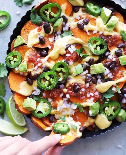 Loaded Sweet Potato Nachos With Cheese Sauce Recipe | The Feedfeed