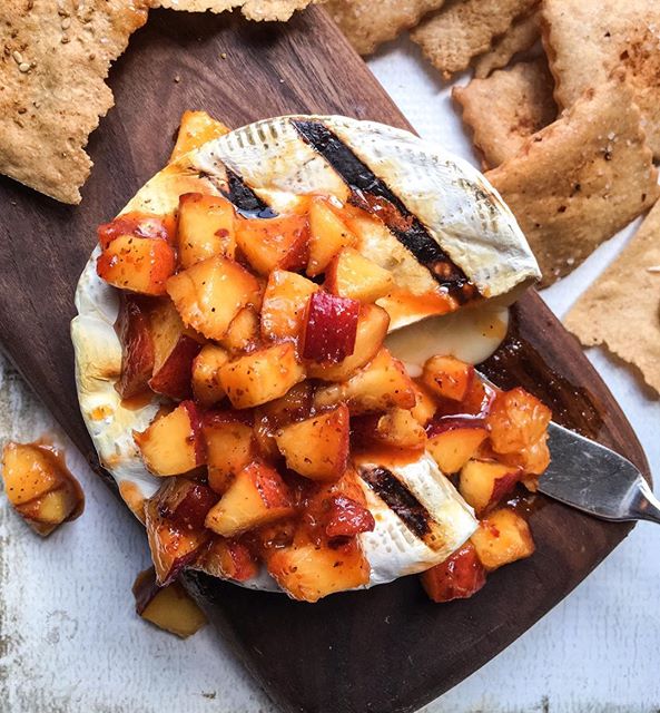 Grilled Brie With Spiced Peaches Recipe | The Feedfeed