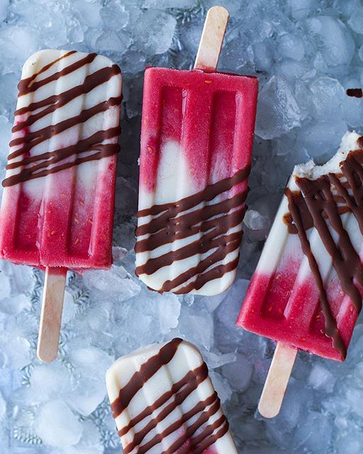 Coconut Almond Raspberry Ice Pops With Chocolate Drizzle Recipe | The ...