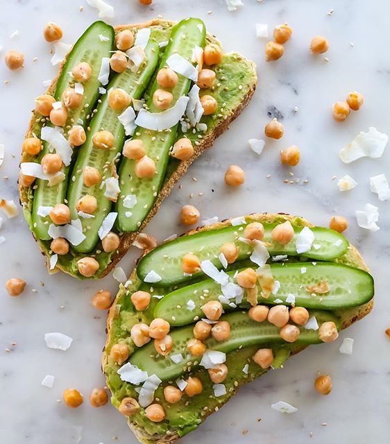 Avocado Cucumber Toast With Chickpeas Recipe | The Feedfeed