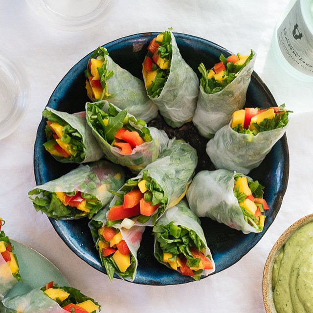Mango Spring Rolls With Creamy Avocado Dipping Sauce Recipe | The Feedfeed