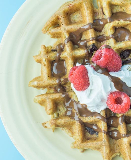 Raspberry Chocolate Chunk Waffles Recipe | The Feedfeed