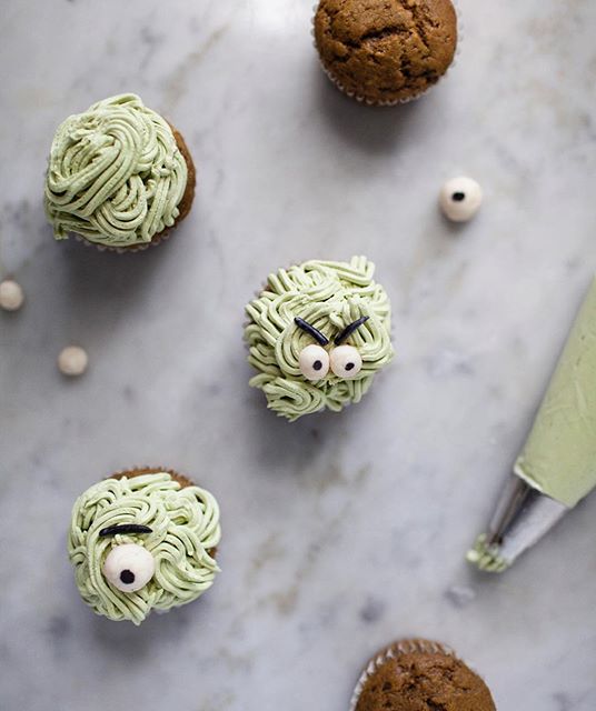 Matcha Monster Pumpkin Cupcakes Recipe | The Feedfeed